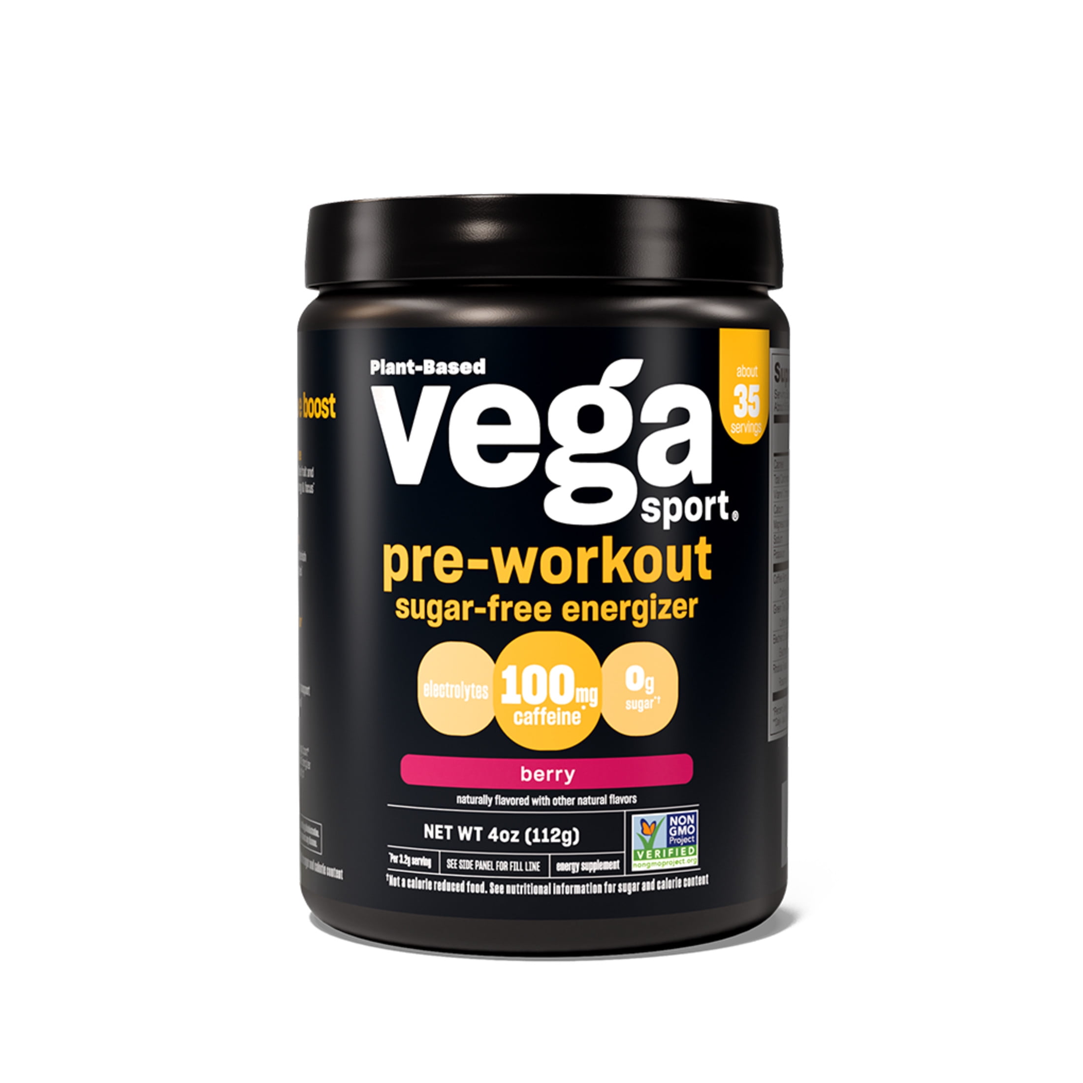 Vega Sport Sugar-Free Pre Workout Energizer Powder, Acai Berry, 4.0oz ...