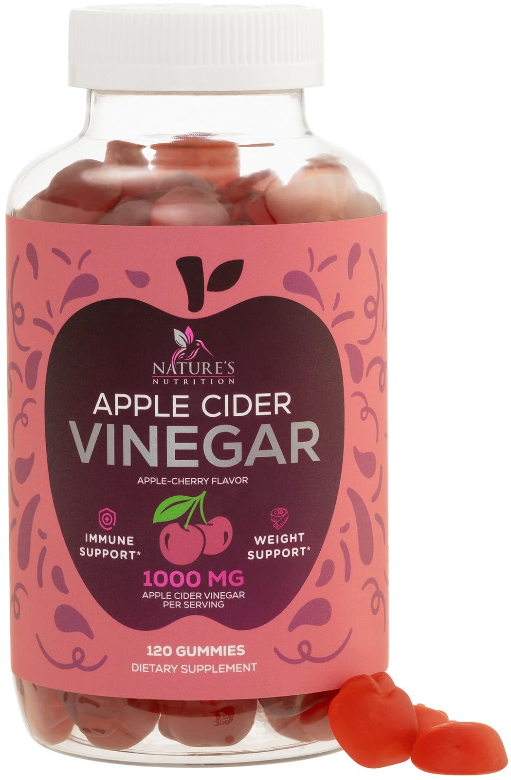 Vegan Apple Cider Vinegar Gummies 1000mg | ACV Vitamins | Gelatin-Free, Vegan, Non-GMO, Made ...