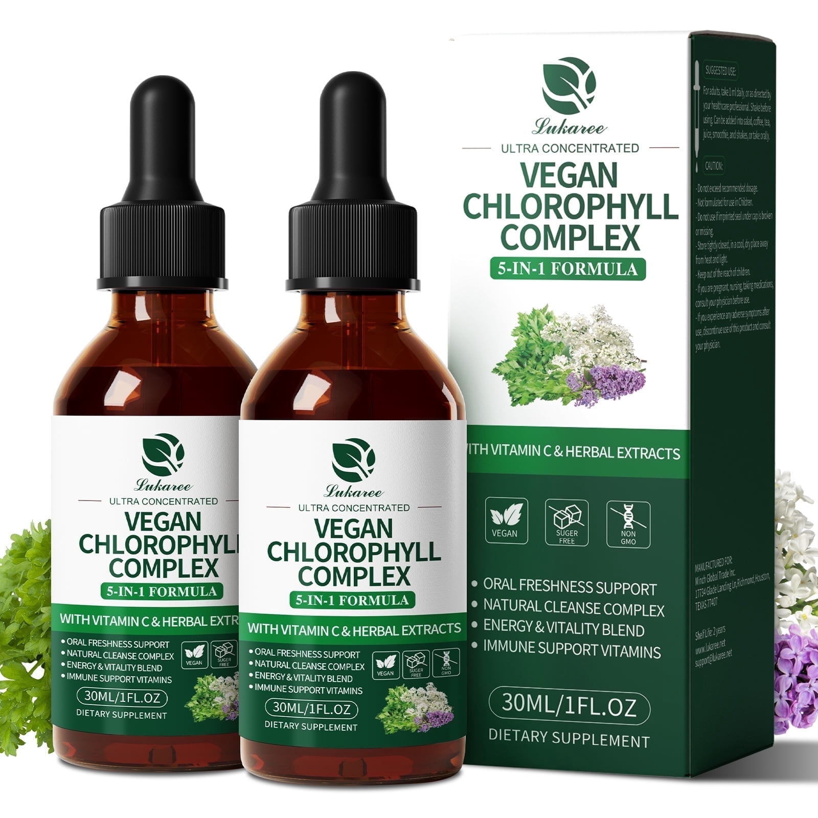 Vegan Chlorophyll Liquid Drops 200mg, Advanced Liquid Chlorophyll for ...