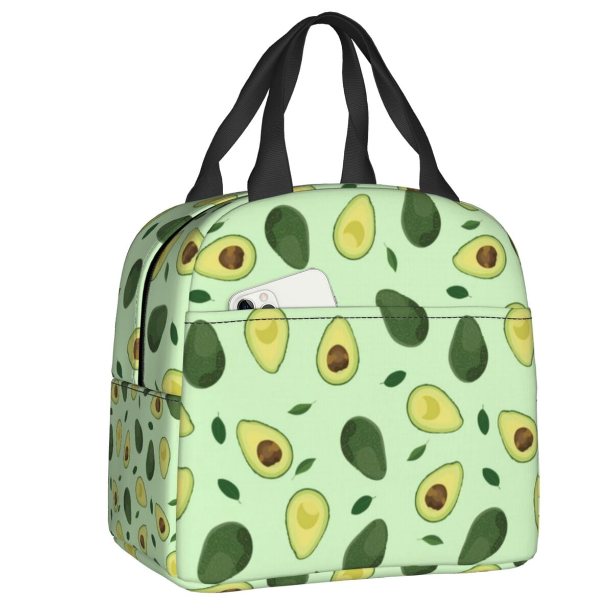 Vegan Fruit Avocado Print Insulated Lunch Tote Bag for Women Cooler ...