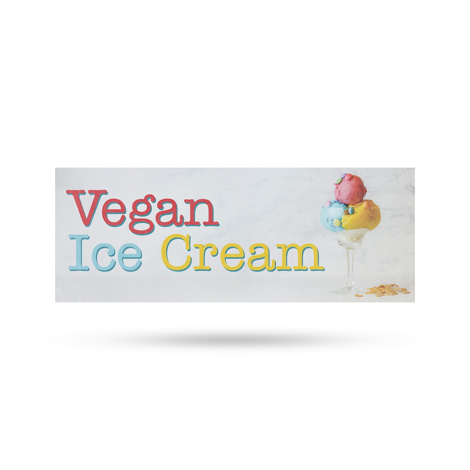 Vegan Ice Cream Vinyl Decal 48 Inch x 18 Inch Weatherproof Heavy-Duty ...