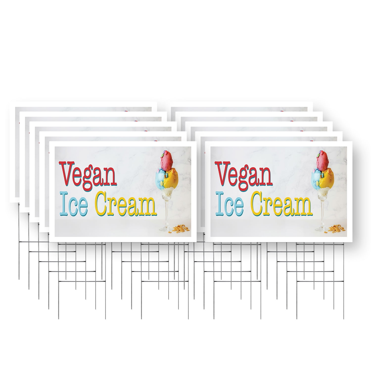 Vegan Ice Cream Yard Sign 10 Pack of 24 Inch x 36 Inch Single Sided ...