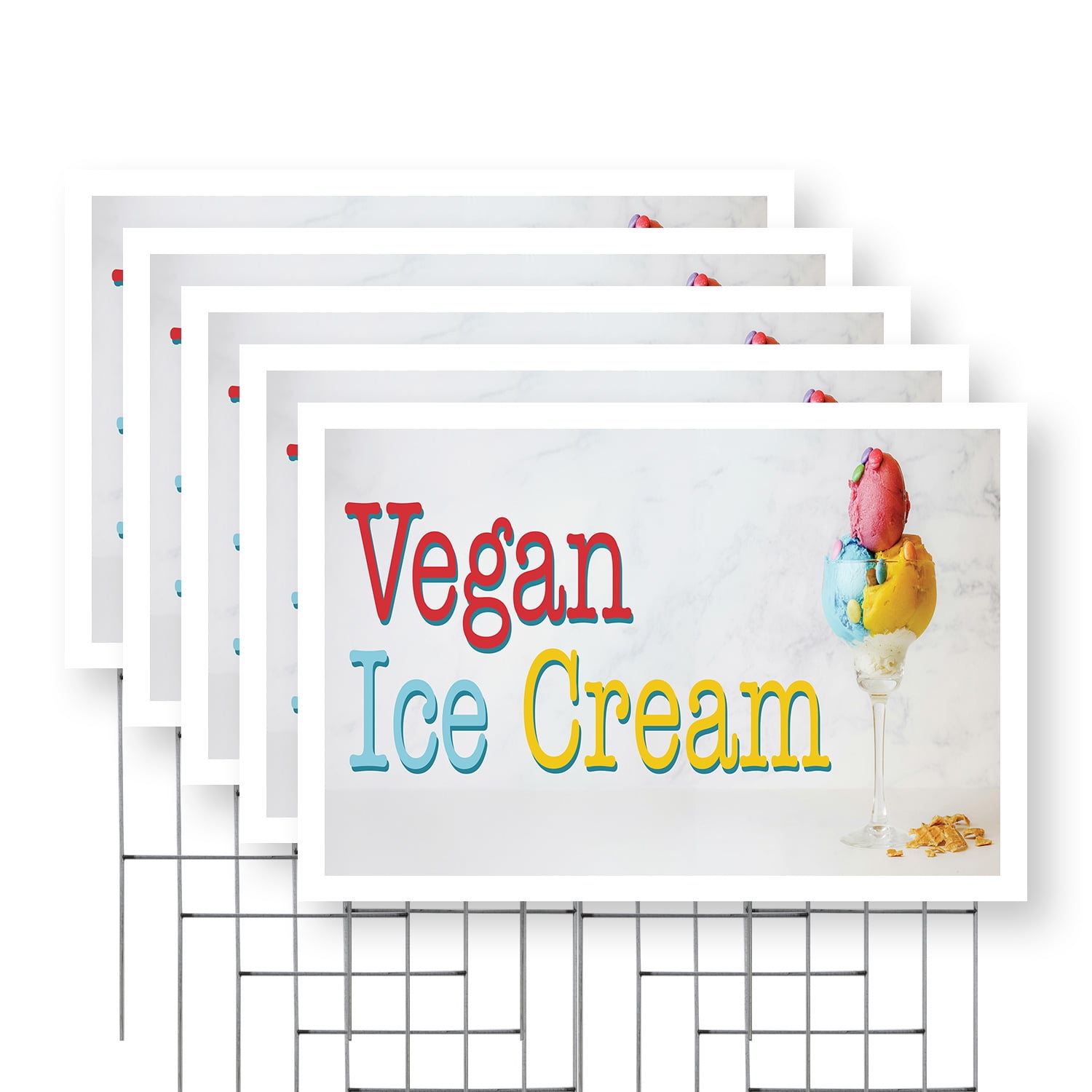 Vegan Ice Cream Yard Sign 5 Pack of 24 Inch x 36 Inch Double Sided ...