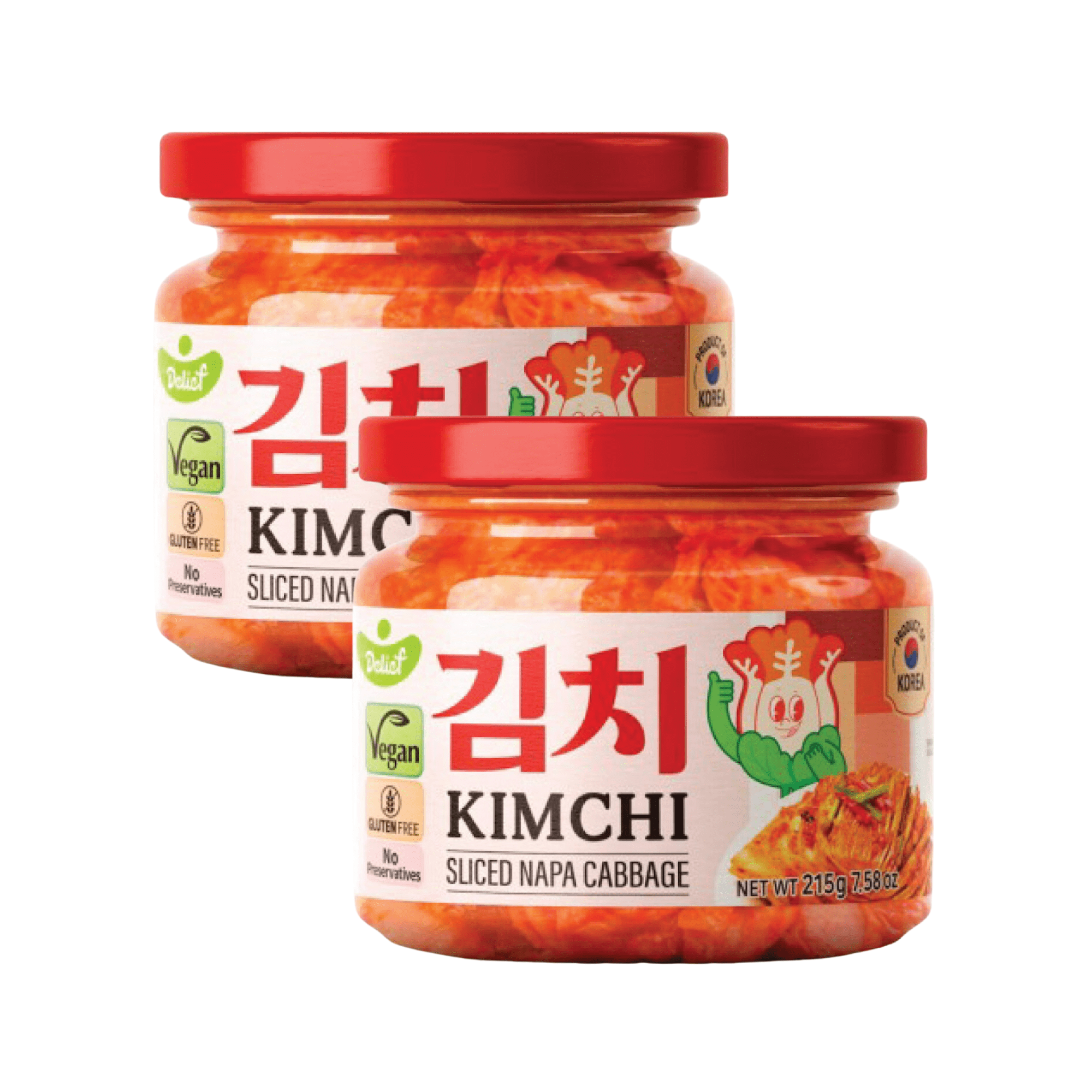 Vegan Korean Kimchi Sliced Napa Cabbage Jar | Gluten-Free, Preservative ...
