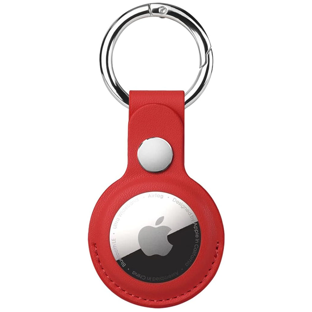 Vegan Leather Case with Key Ring for AirTag - Red - Walmart.com