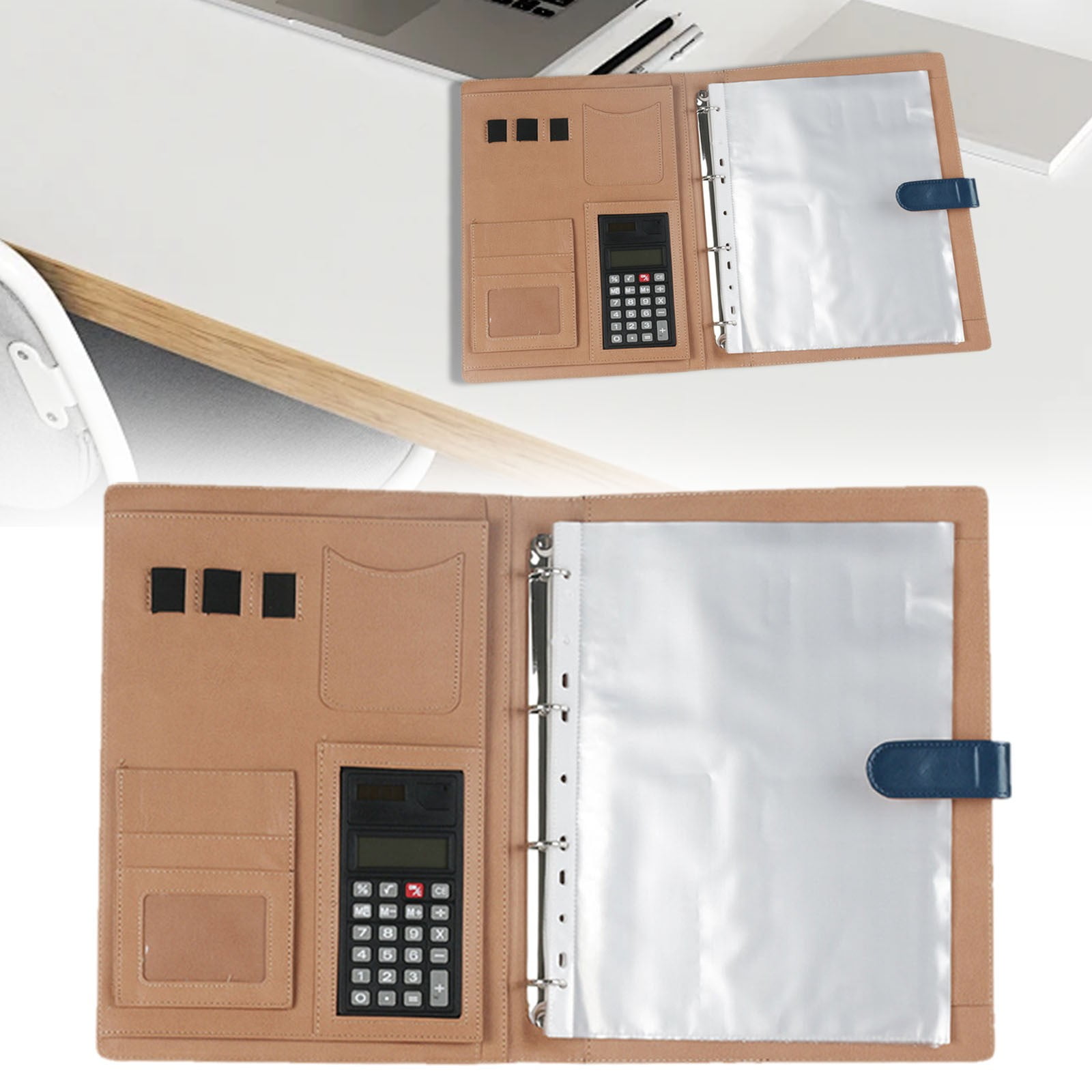Vegan Leather Portfolio Professional Business Padfolio with Calculator ...
