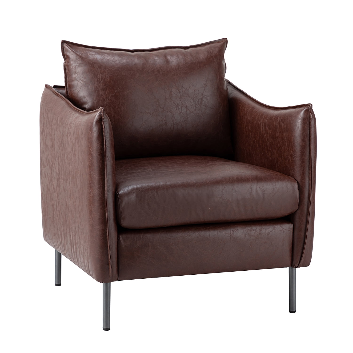 Vegan Leather Upholstered Accent Chair Lounge Armchair Sofa Moveable ...