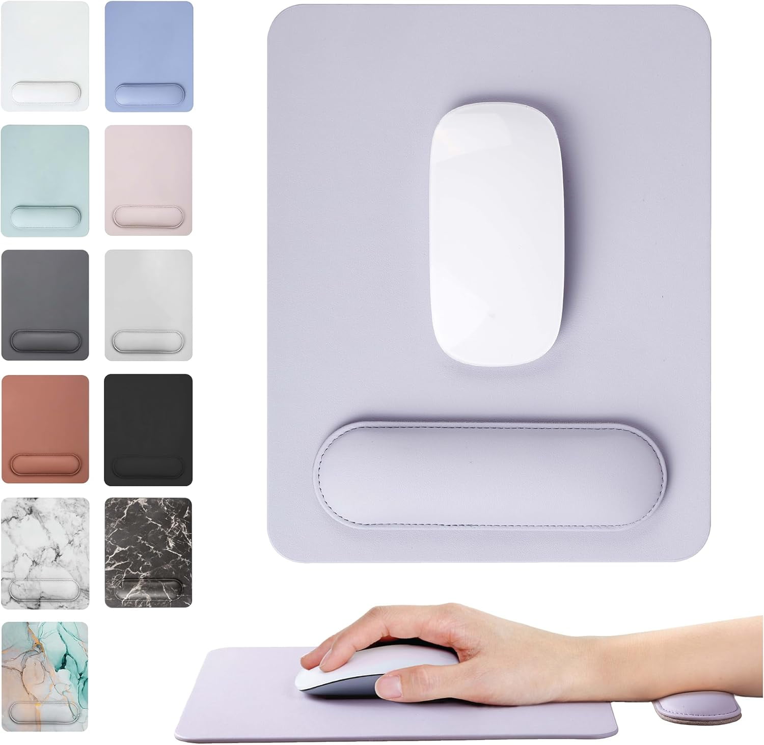 Vegan Leather White Mouse Pad with Removable Magnetic Wrist Support ...