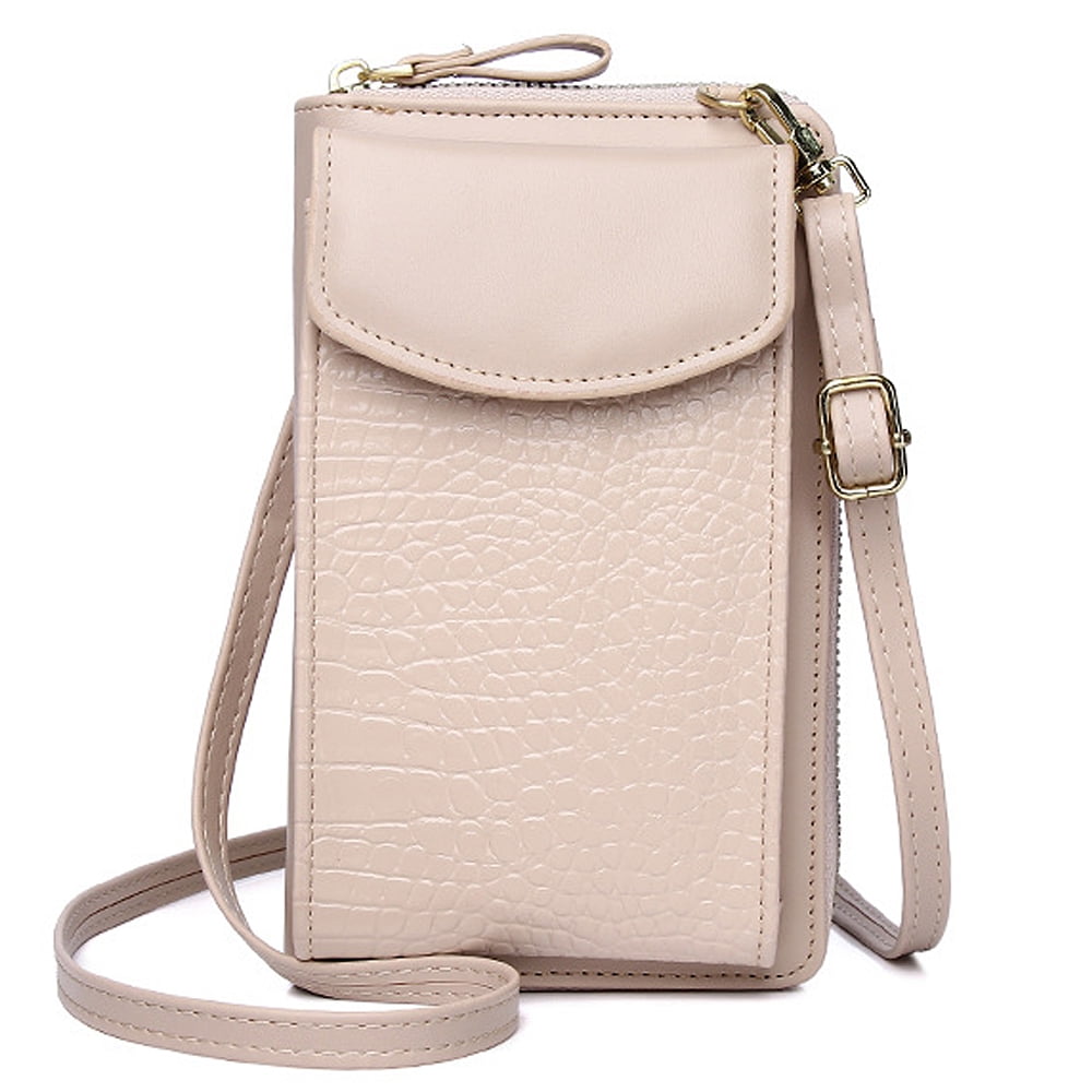 Vegan Leather Womens Crossbody Cell Phone Purse Holder Wallet,Apricot ...