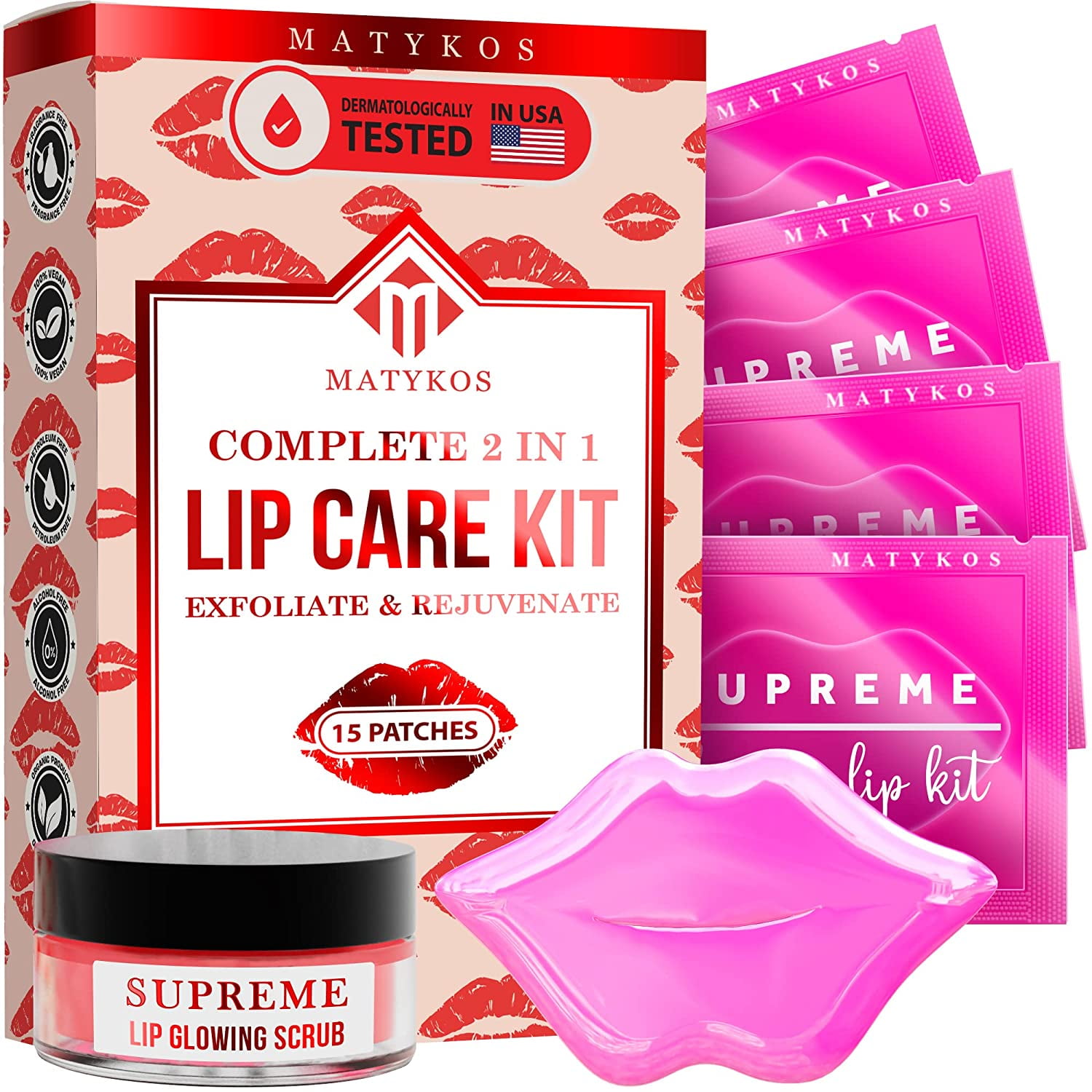 Vegan Lip Mask and Scrub Kit - Exfoliate and Moisturize for Dry Lips ...