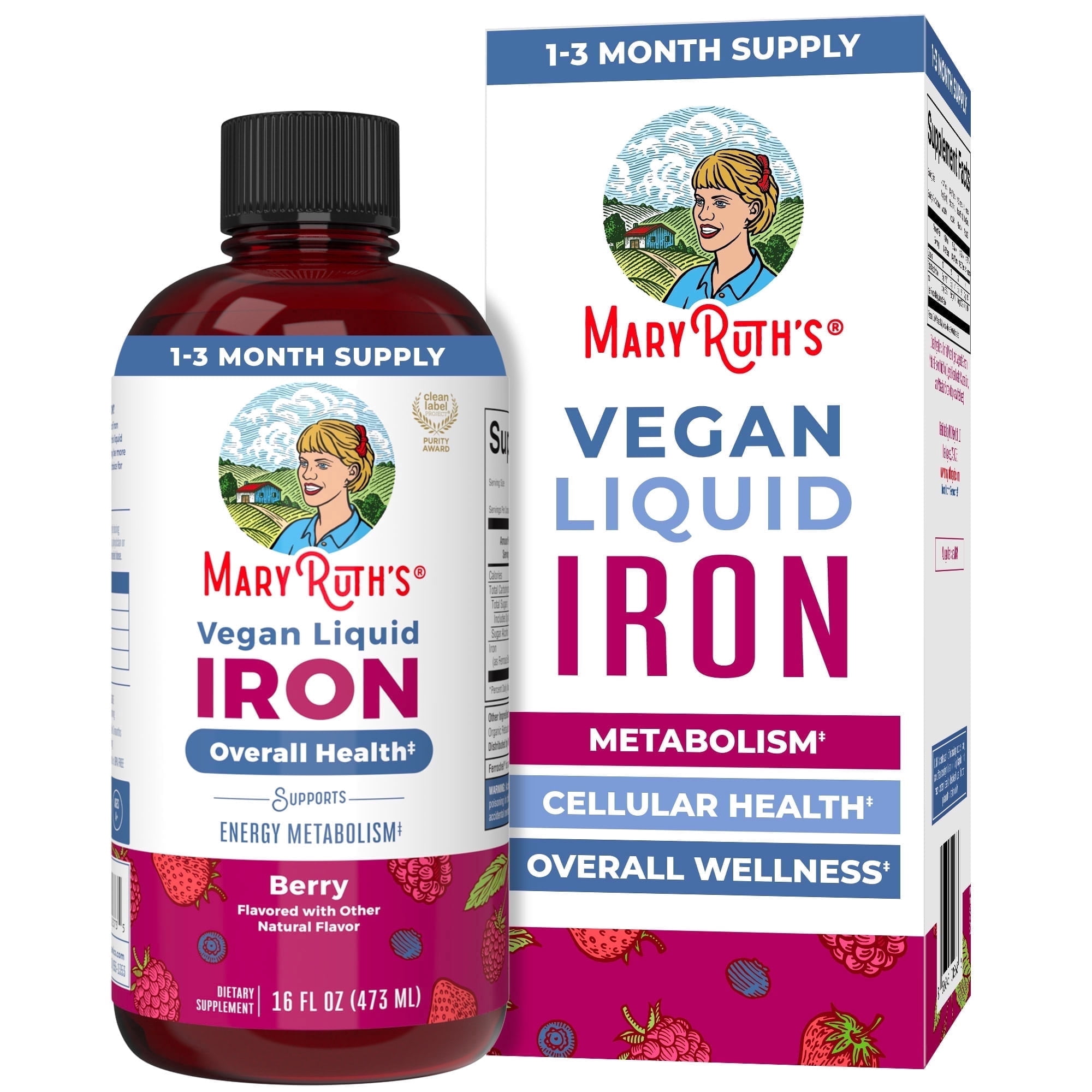 Vegan Liquid Iron Berry Mineral Supplement 16 fl oz - Walmart.com