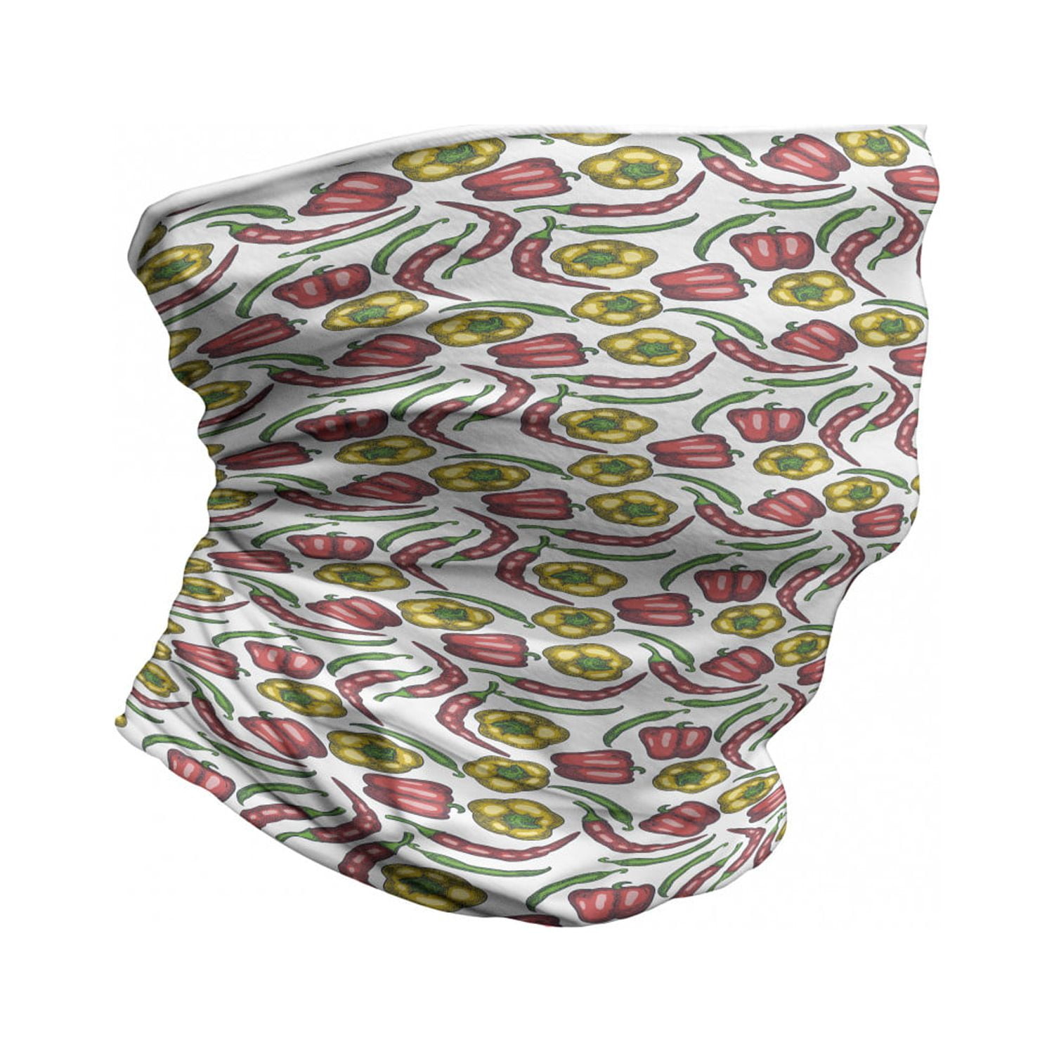 Vegan Neck Gaiter, Sketch Style Peppers Pattern, Unisex, Yellow Green ...