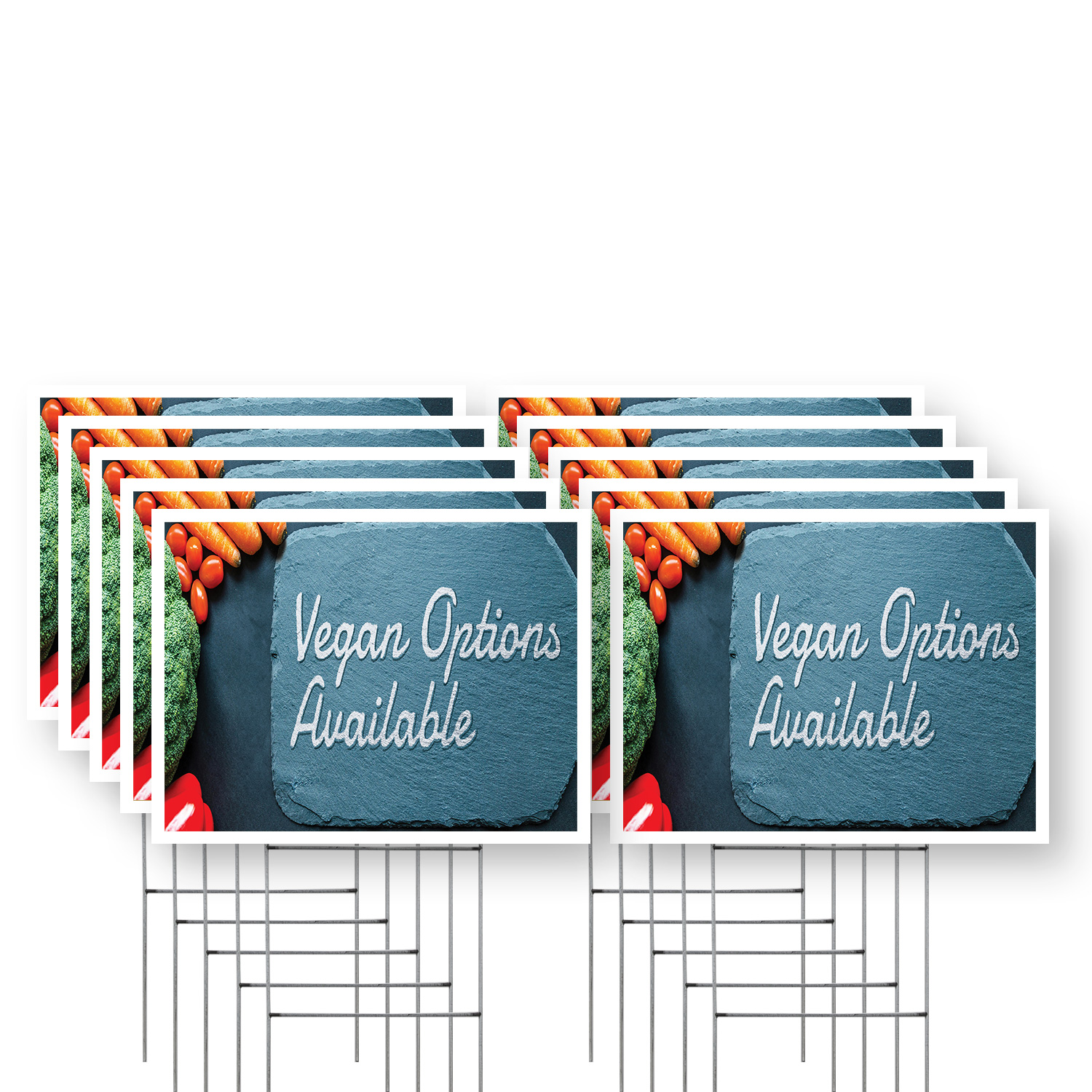 Vegan Options Available Yard Sign 10 Pack of 12 Inch x 16 Inch Double ...