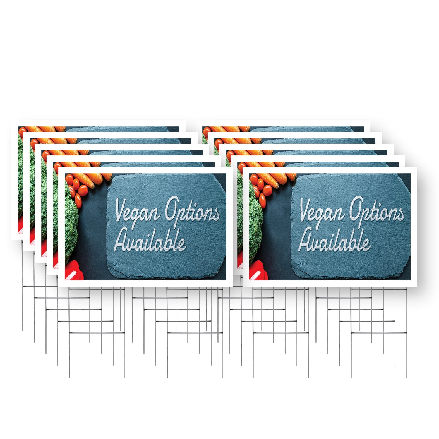 Vegan Options Available Yard Sign 10 Pack of 24 Inch x 36 Inch Double ...
