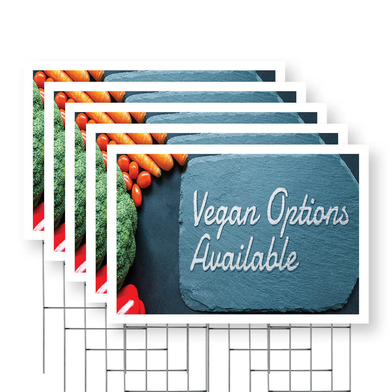 Vegan Options Available Yard Sign 5 Pack of 24 Inch x 36 Inch Single ...