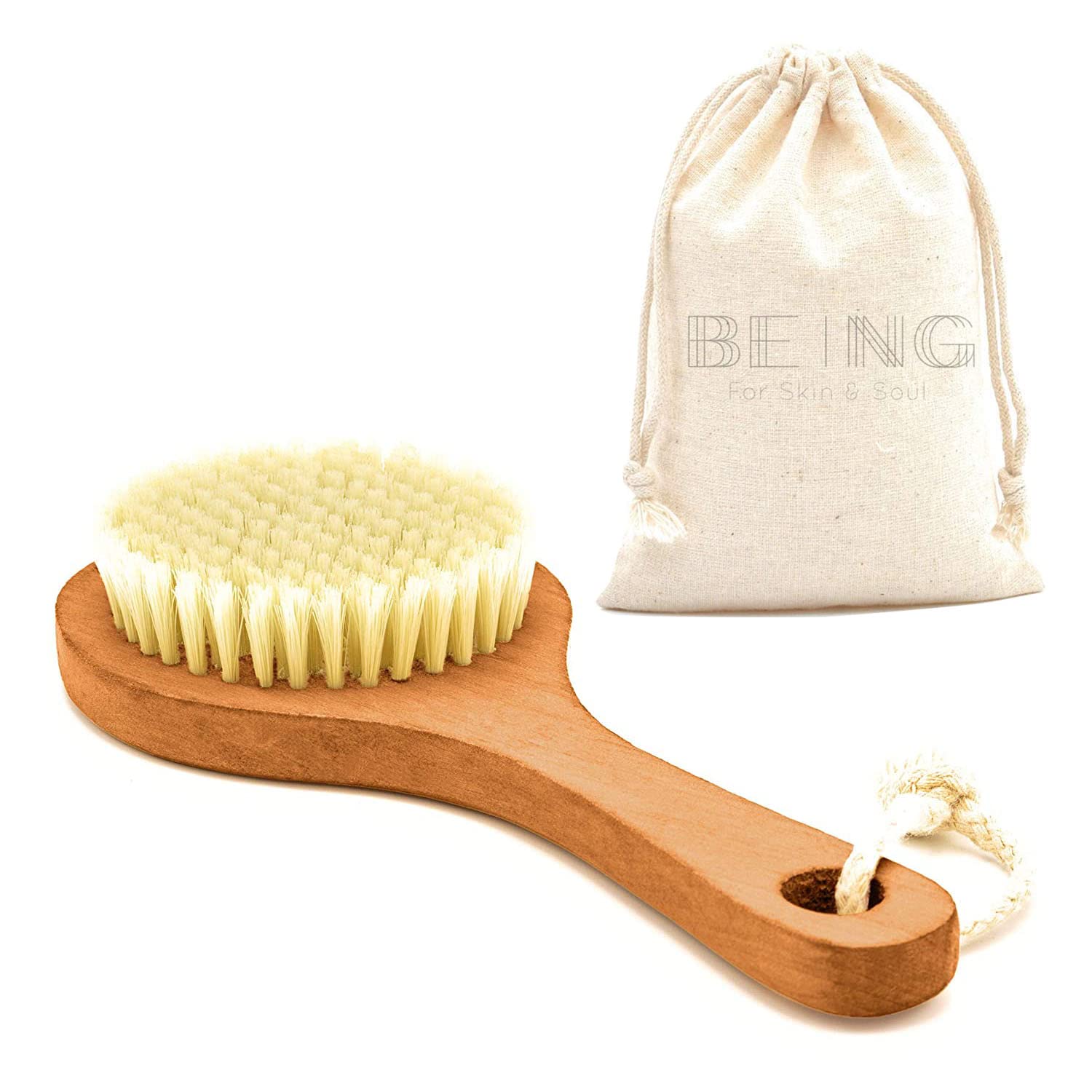 Vegan Premium Dry Brushing Body Brush with Traval Bag- Natural Plant ...