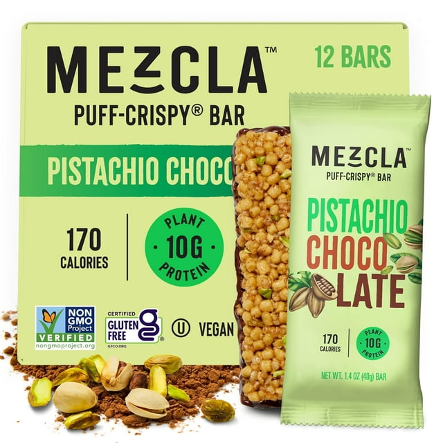 Vegan Protein Bars Gluten Free Snack Made With Dark Chocolate Pea Protein Pistachios And