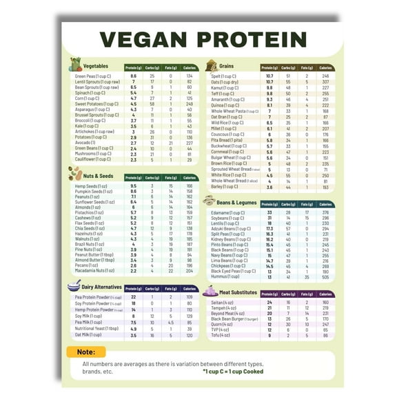 Vegan Protein poster Cheat Sheet High Protein Vegan Diet poster Plant Based Muscle Building ...
