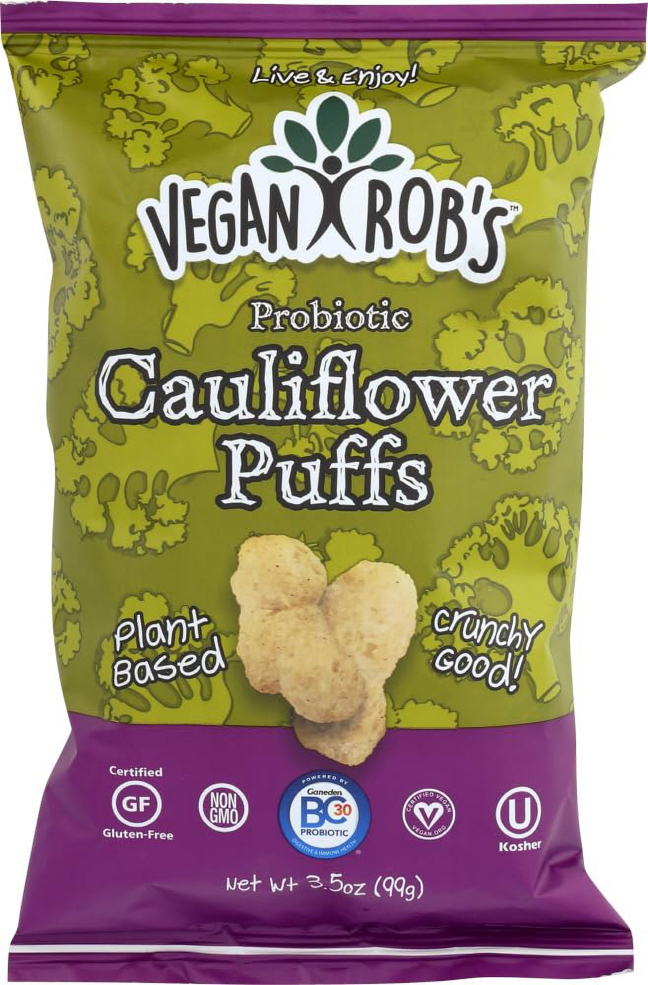 Vegan Rob's Plant Based Probiotic Cauliflower Puffs Certified Gluten ...