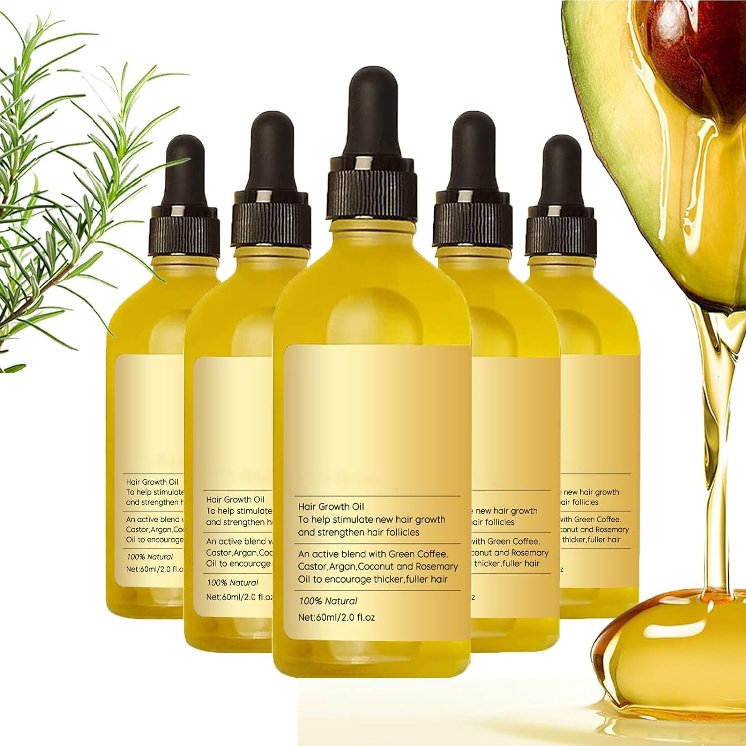 Veganic Natural Hair Growth Oil, Rosemary Oil For Hair Growth Organic, Pure Natural Hair Density ...
