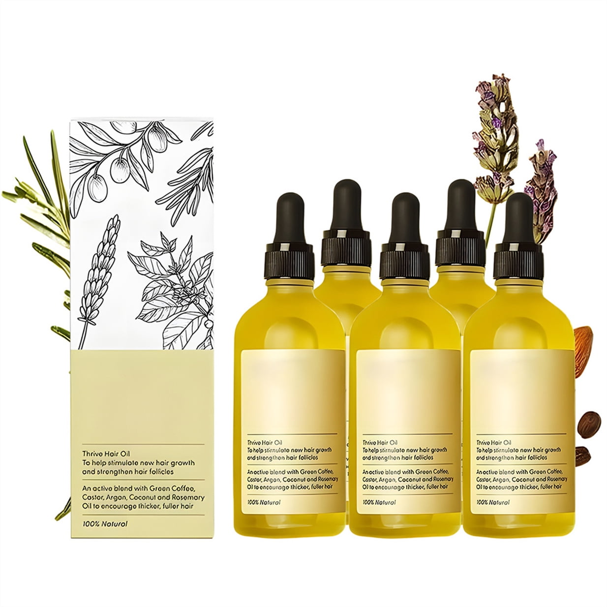 Veganic Natural Hair Growth Oil, Rosemary Oil for Hair Loss, Nourish Thinning Scalp, Plant ...