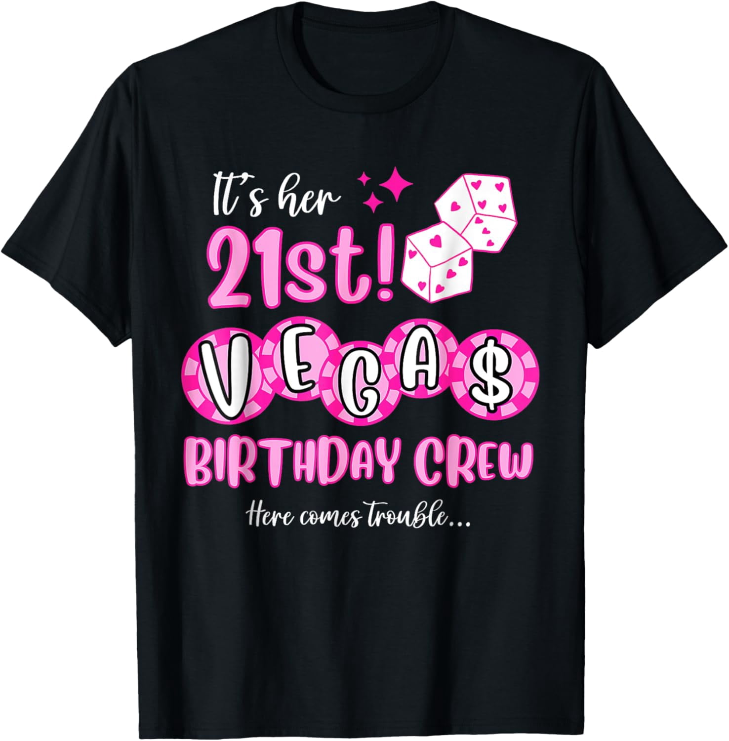 Vegas Birthday Crew 21st Birthday Party Cute Matching Group T-Shirt ...