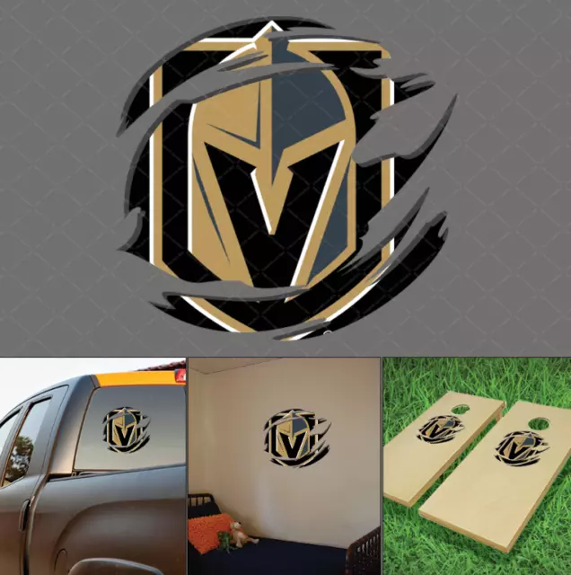 Vegas Golden Knights Distressed Scratched Decal, Torn Ripped Tattered ...