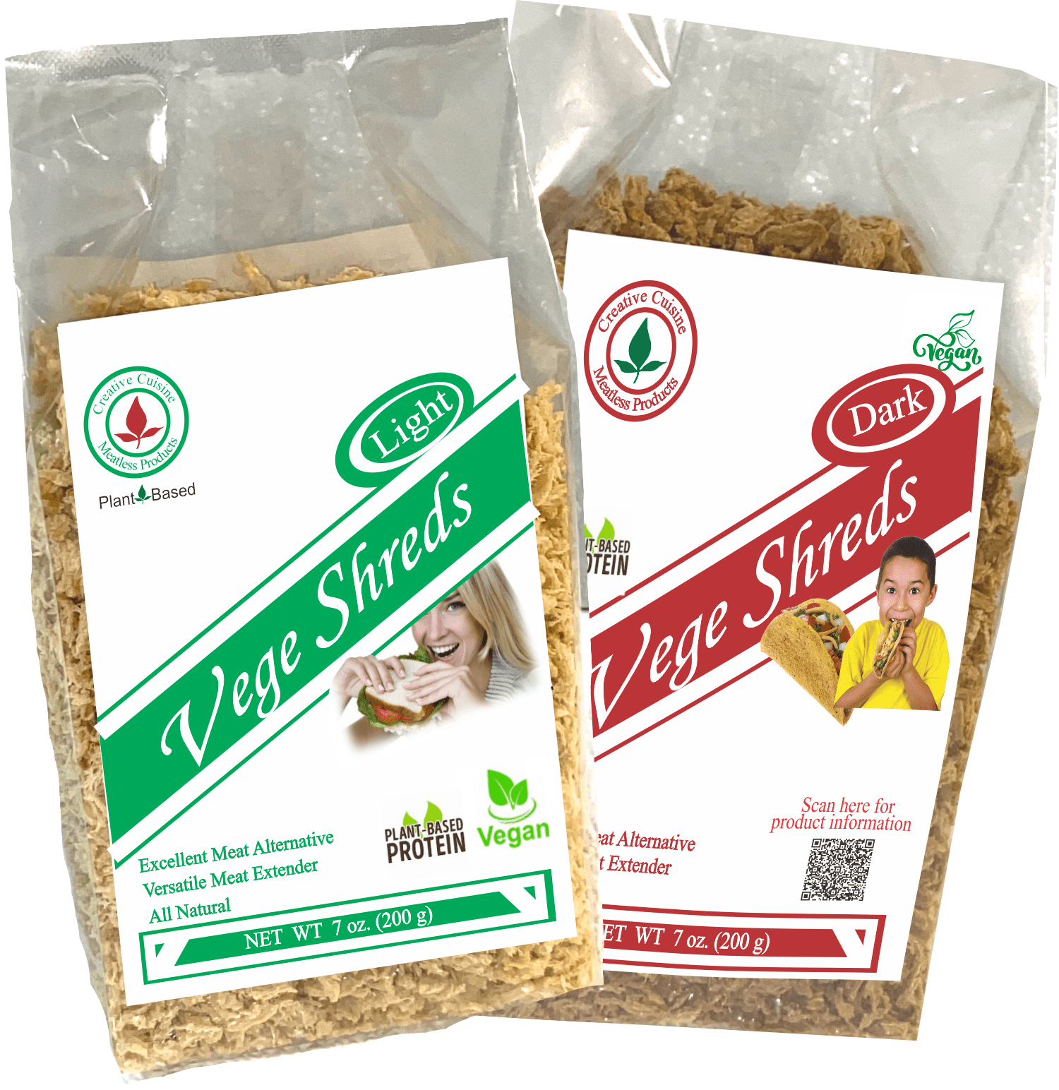 Vege Shreds Mixed Light & Dark, Veggie Meat, Shredded Beef, Shredded Chicken, 2 - 7 oz. bags ...