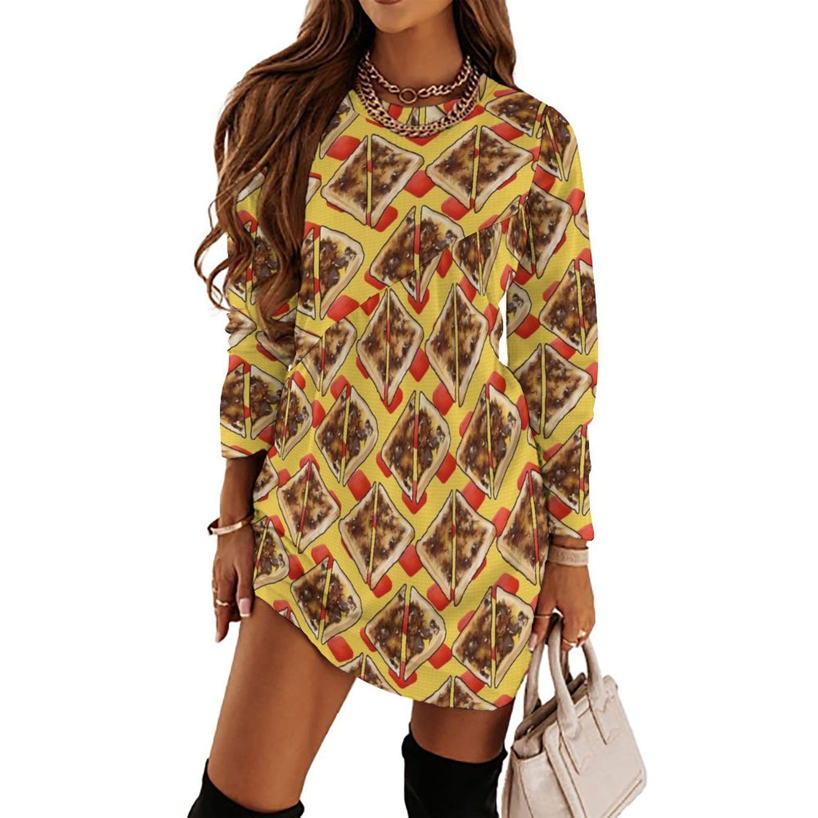 Vegemite on Toast Dreams Aussie Red and Gold Long Sleeved Dress prom ...