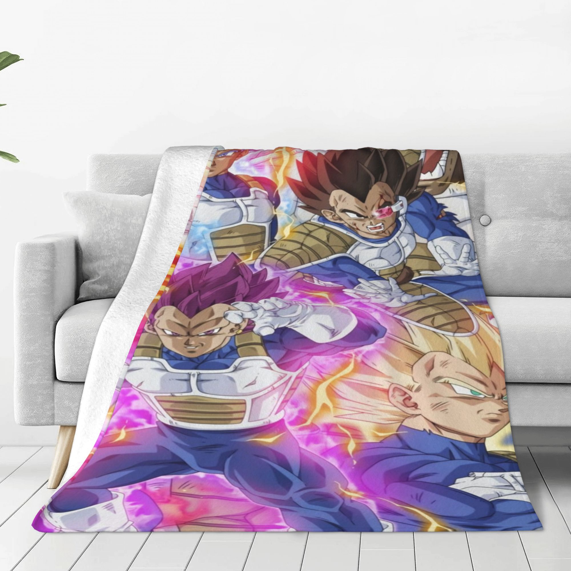 Vegeta Anime Throw Blanket Cozy Warm Flannel Blankets For Sofa Bedroom ...