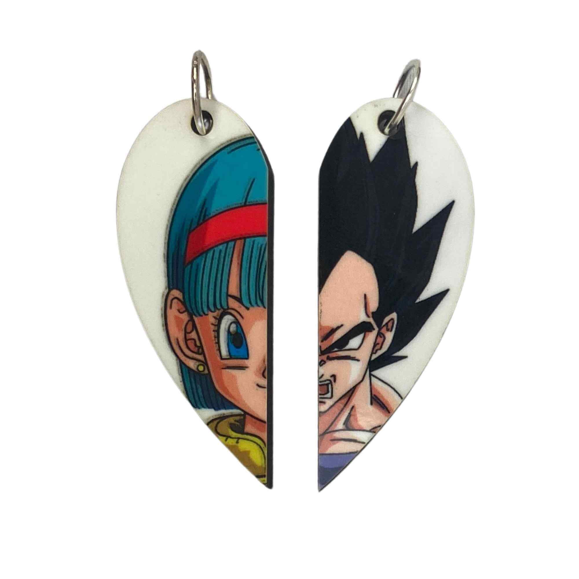 Vegeta and Bulma Matching Heart Necklaces Keyrings or Earrings ...
