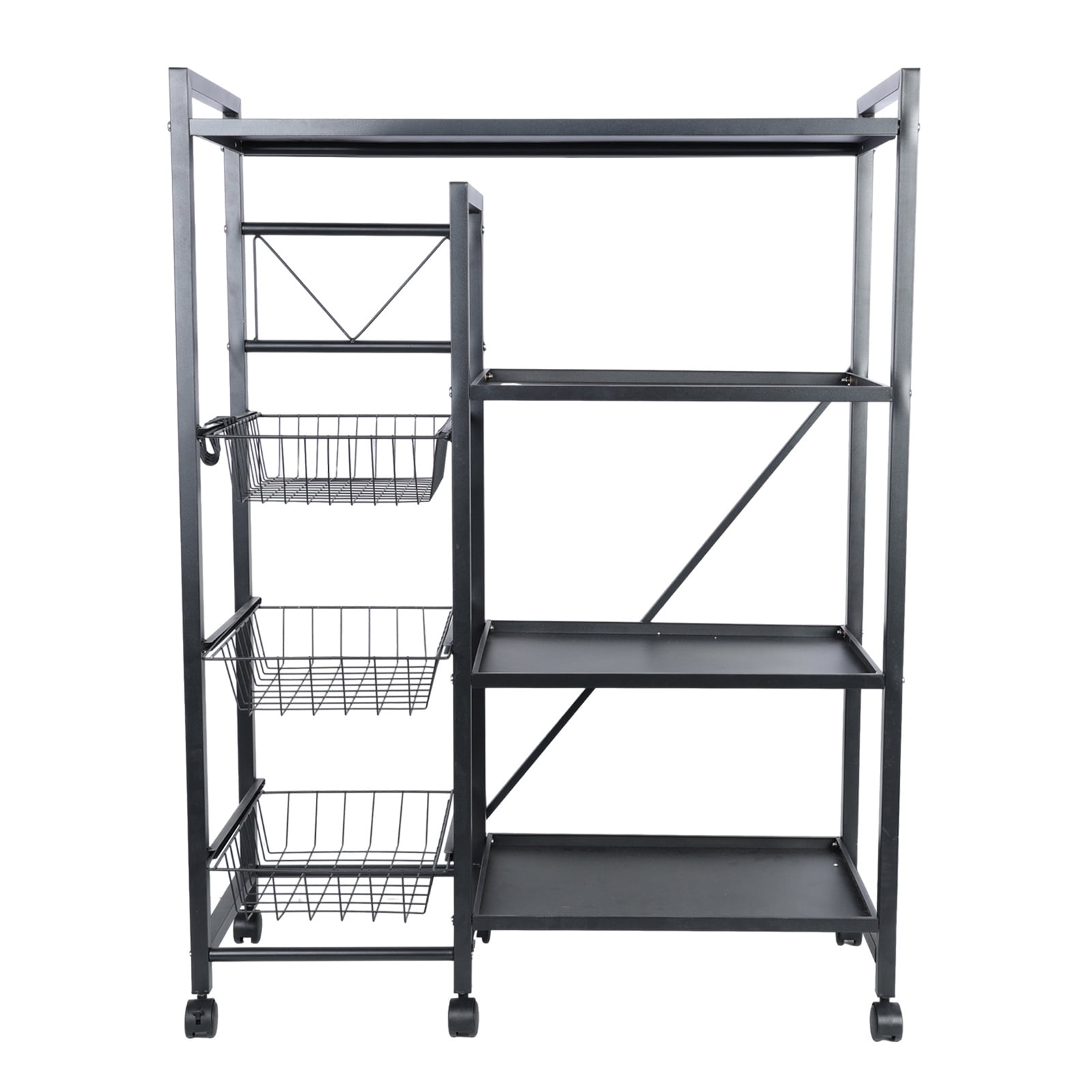 Vegetable Basket Storage Rack, 4 Tier Stackable Storage Basket with 360 ...