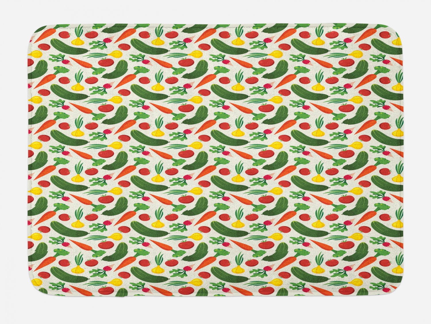 Vegetable Bath Mat, Vegetarian Cartoon Arrangement Pickle Onion and ...