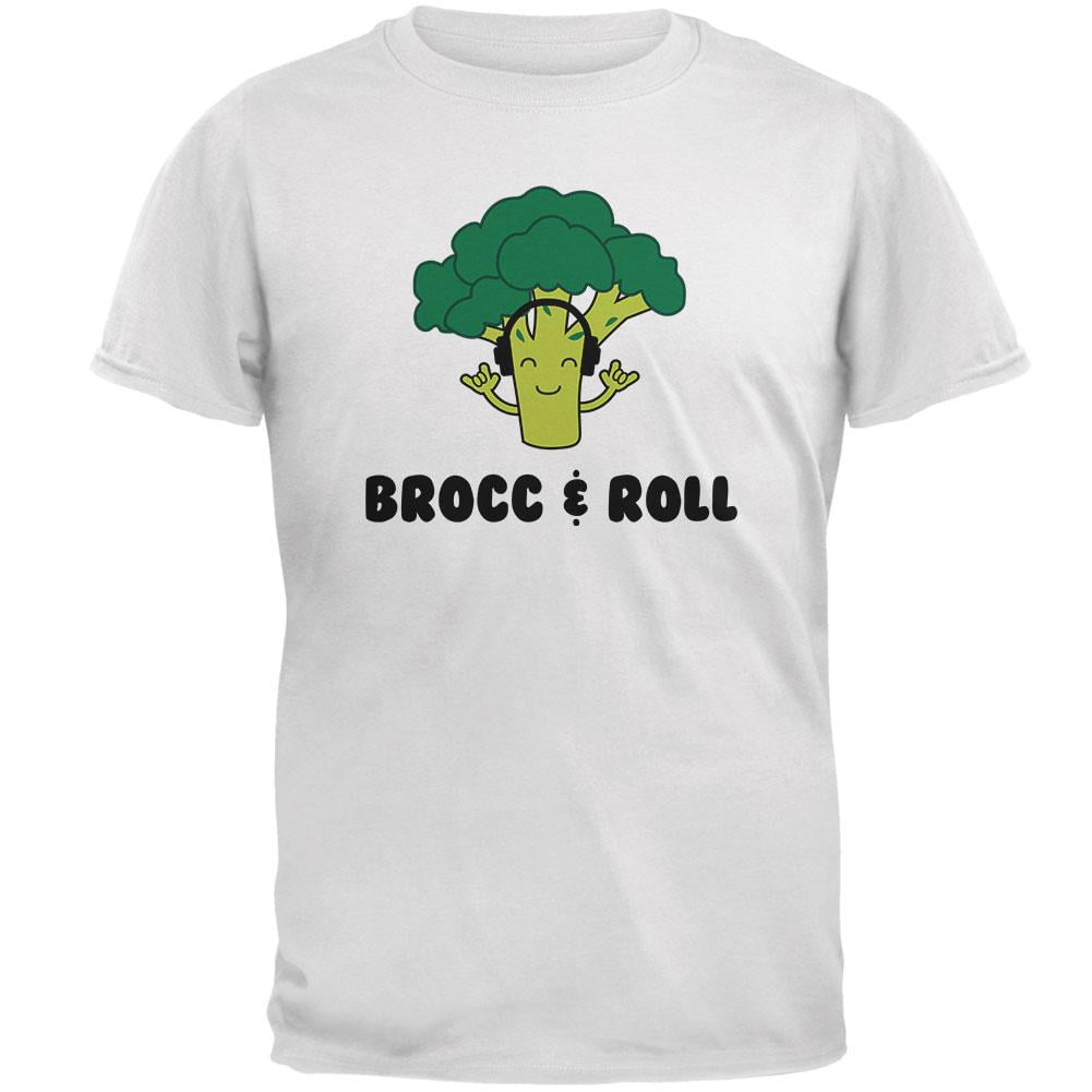 Vegetable Broccoli Rock Brocc and Roll Funny Mens T Shirt White 2XL ...