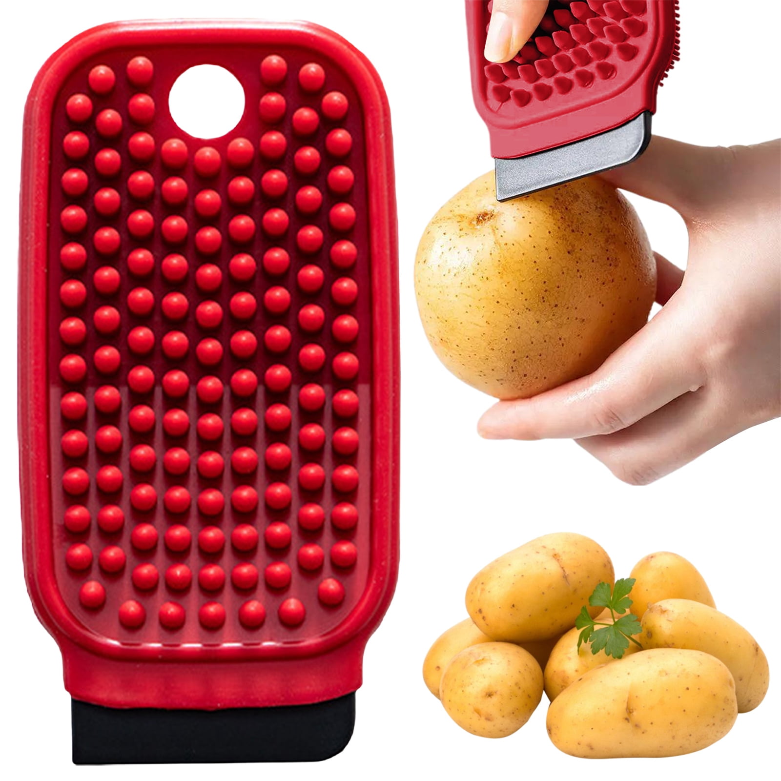 Vegetable Brush Potato Scrubber Brush Silicone Hard and Soft Side Multi ...