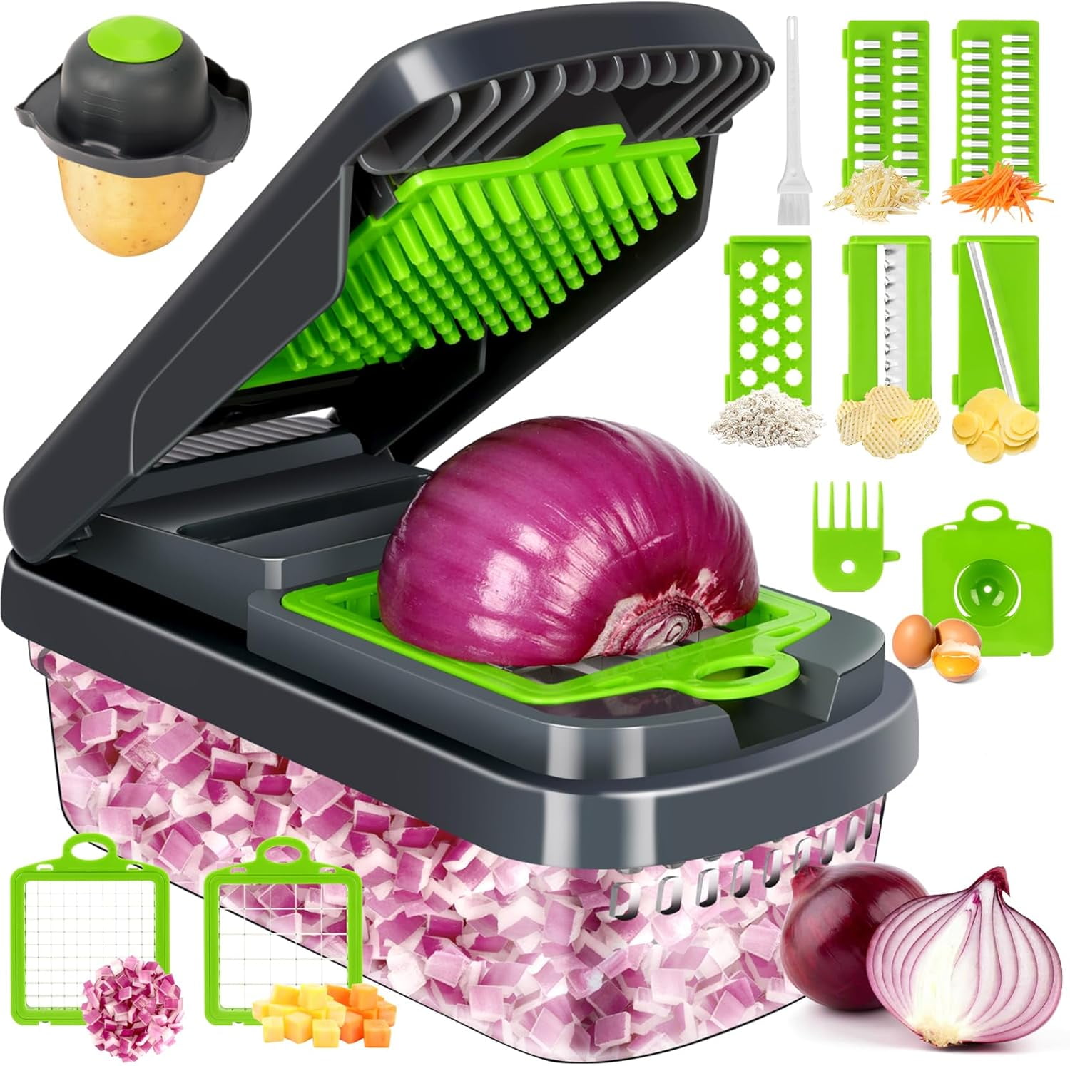 Vegetable Chopper,12-in-1 Multifunctional Food Chopper,Professional ...