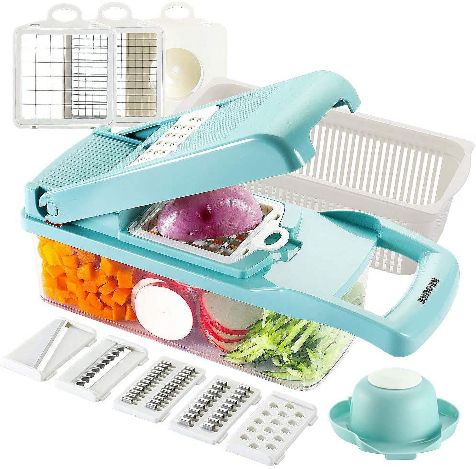Vegetable Chopper Mandoline Slicer Blue - 12 in 1 Interchangeable ...