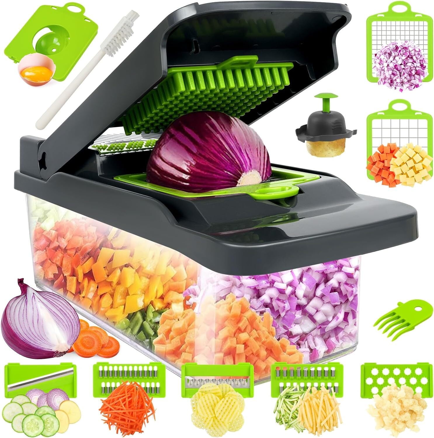 Vegetable Chopper,14 in 1 Multifunctional Food Chopper,Pro Onion ...