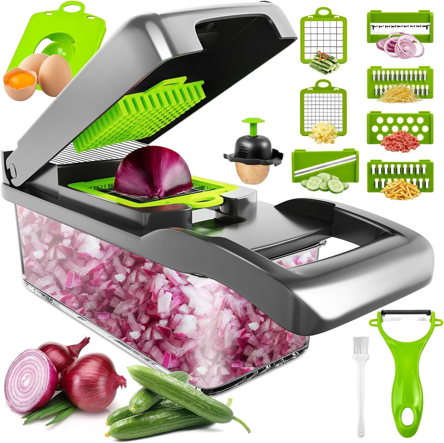 Vegetable Chopper, 14 in 1 Multifunctional Food Chopper With Vegetable ...
