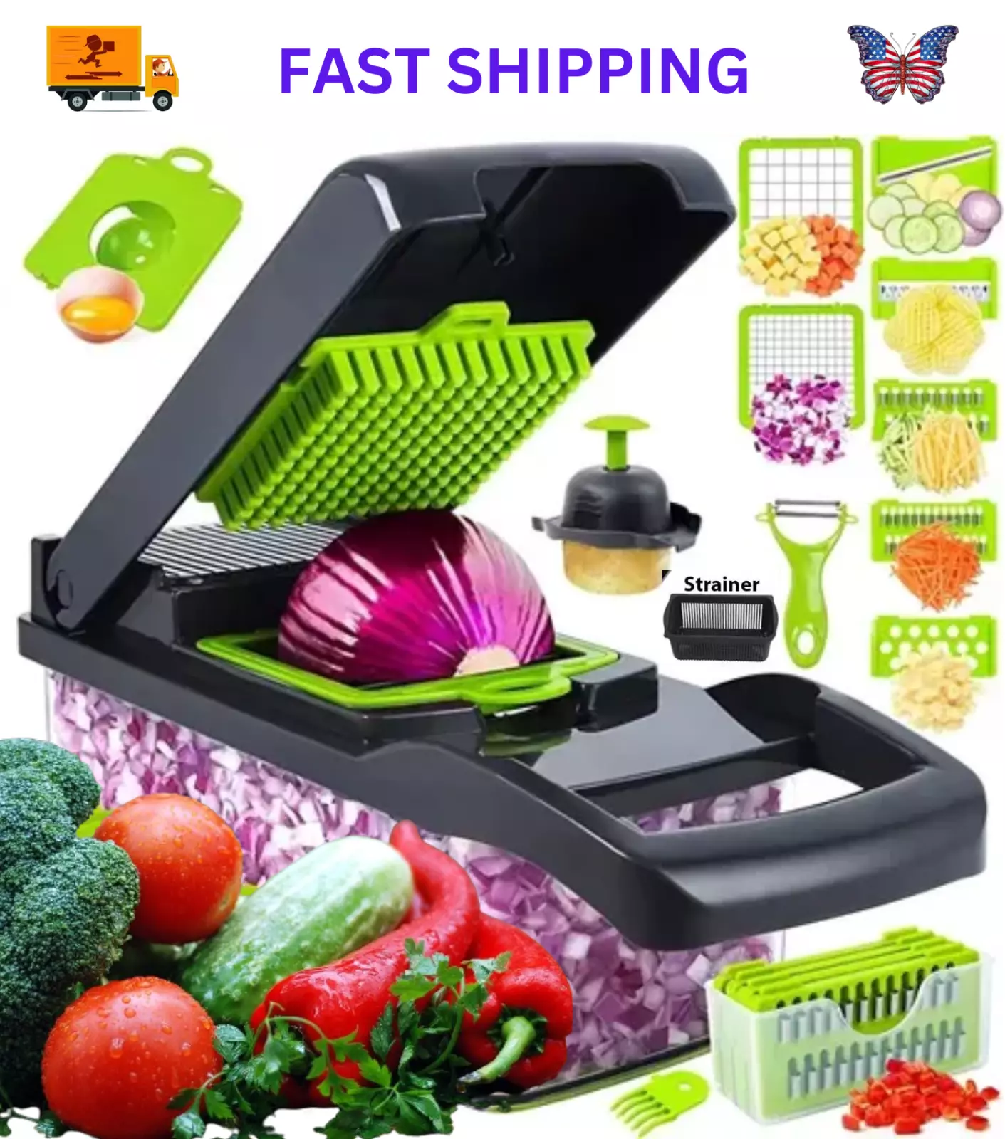 Vegetable Chopper 14 in 1, Veggie Chopper - Multifunctional Food ...