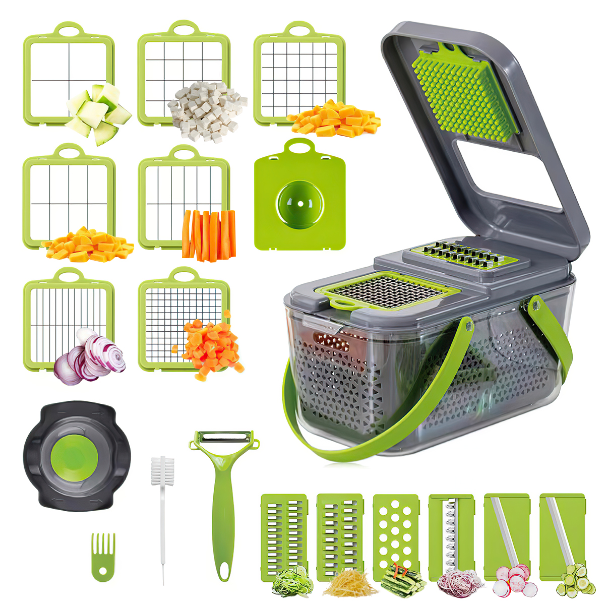 Vegetable Chopper Slicer Dicer 13 Pieces, Vegetable Spiralizer ...