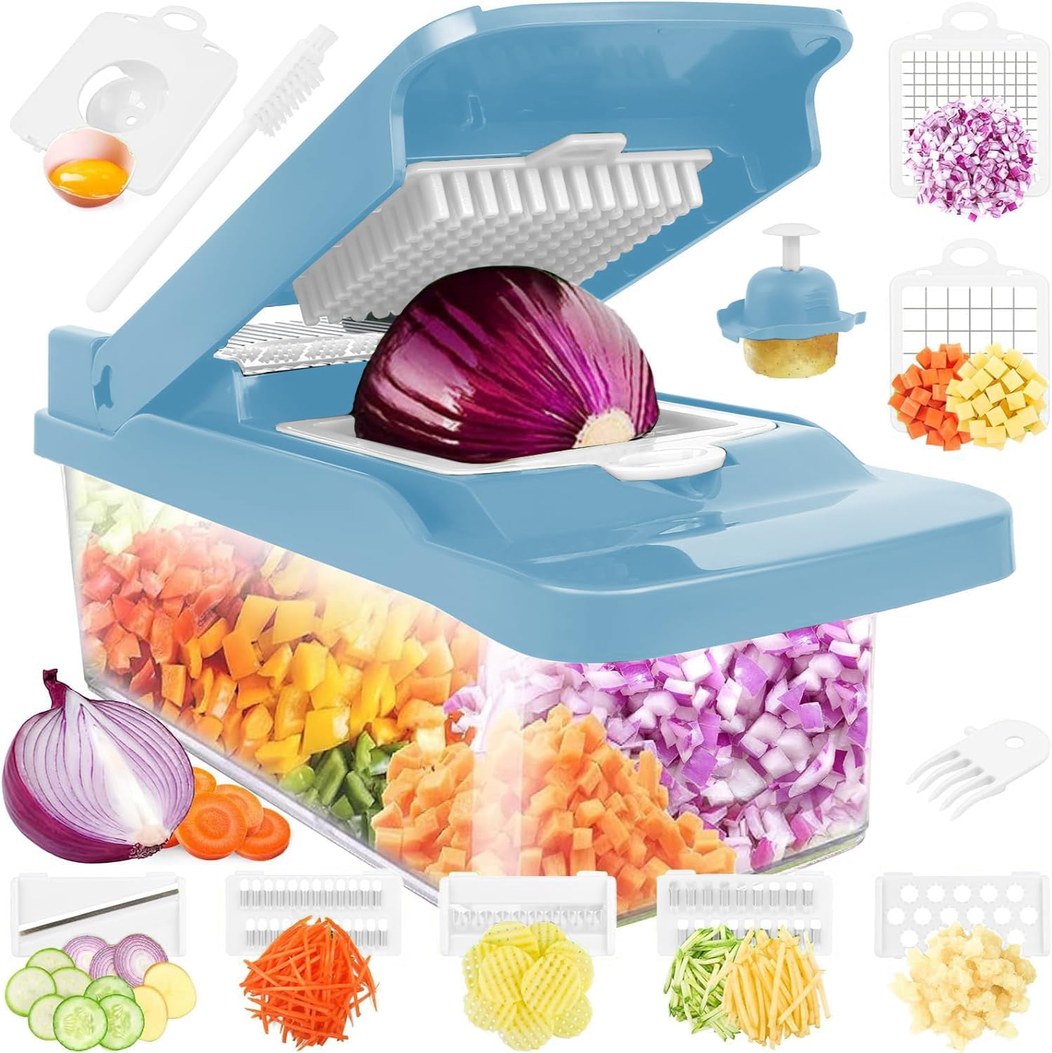 Vegetable Chopper,Food Chopper,Pro 12 in1 Multifunctional Onion Veggie ...