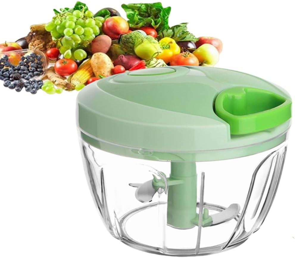 Vegetable Chopper Manual Food Chopper with Container, Hand Pull String ...