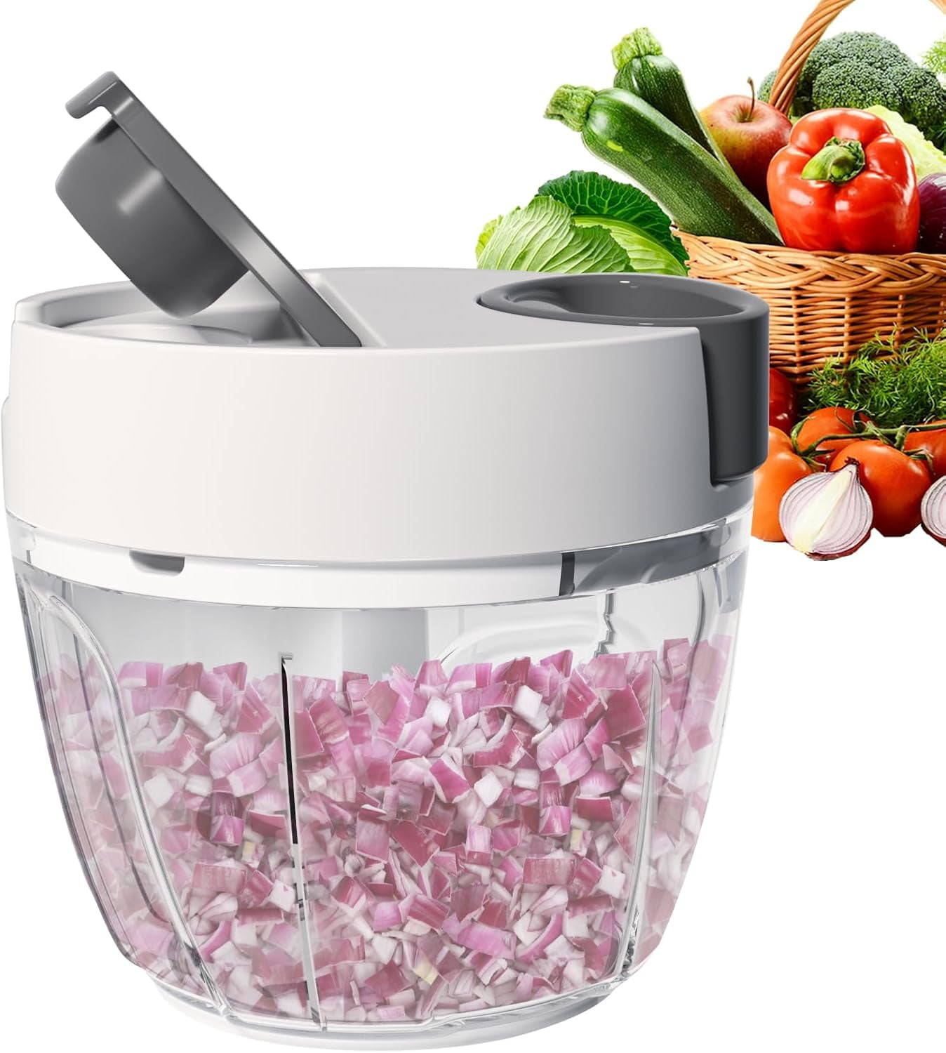 Vegetable Chopper Manual Food Processor, Kitchen Mini Portable Hand ...