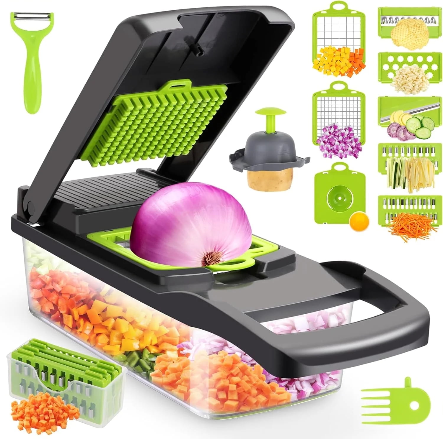 Luoxi Vegetable Chopper, Multifunctional 16-in-1 Food Slicer Dicer ...