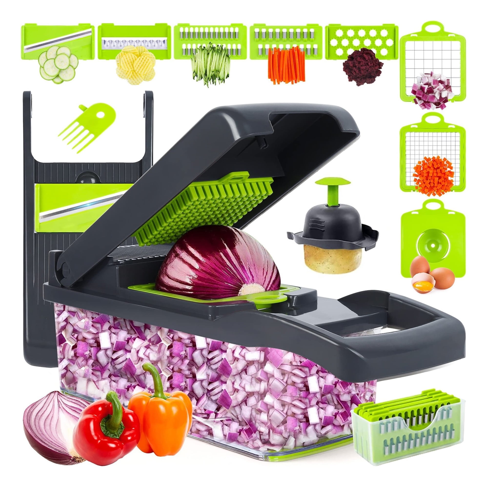 Vegetable Chopper, Onion Chopper, Slicer,Pro 10 in 1professional food ...