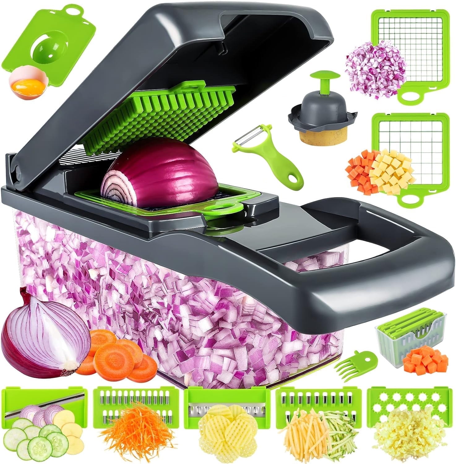 Vegetable Chopper, Pro Onion Chopper, Multifunctional 16 in 1 Food ...