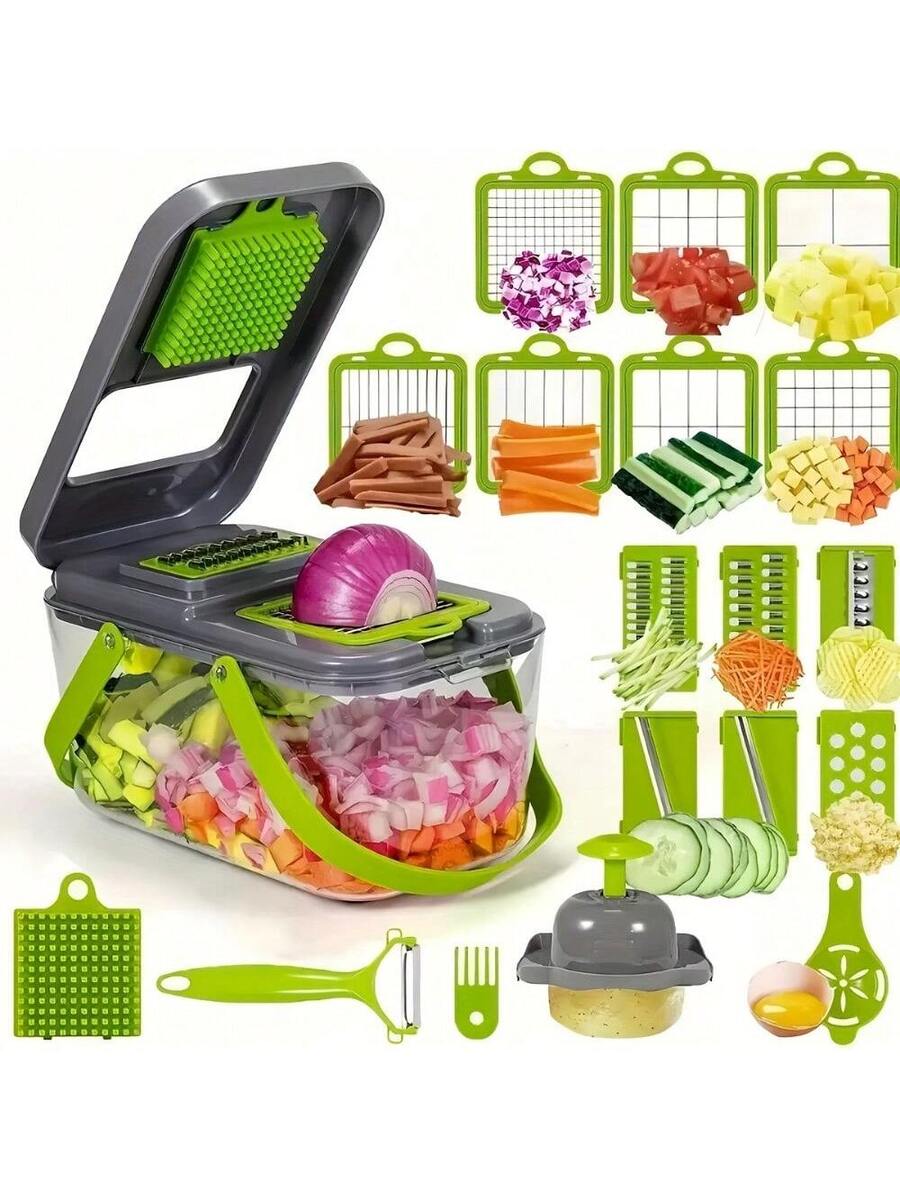 Vegetable Chopper Set 16-in-1, Slicer and Dicer Kit, Interchangeable ...