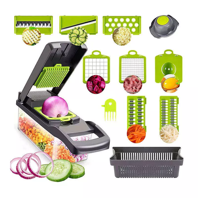 Vegetable Chopper Slicer 16-in-1 with Spice Chopper Set 7 Blades Veggie ...