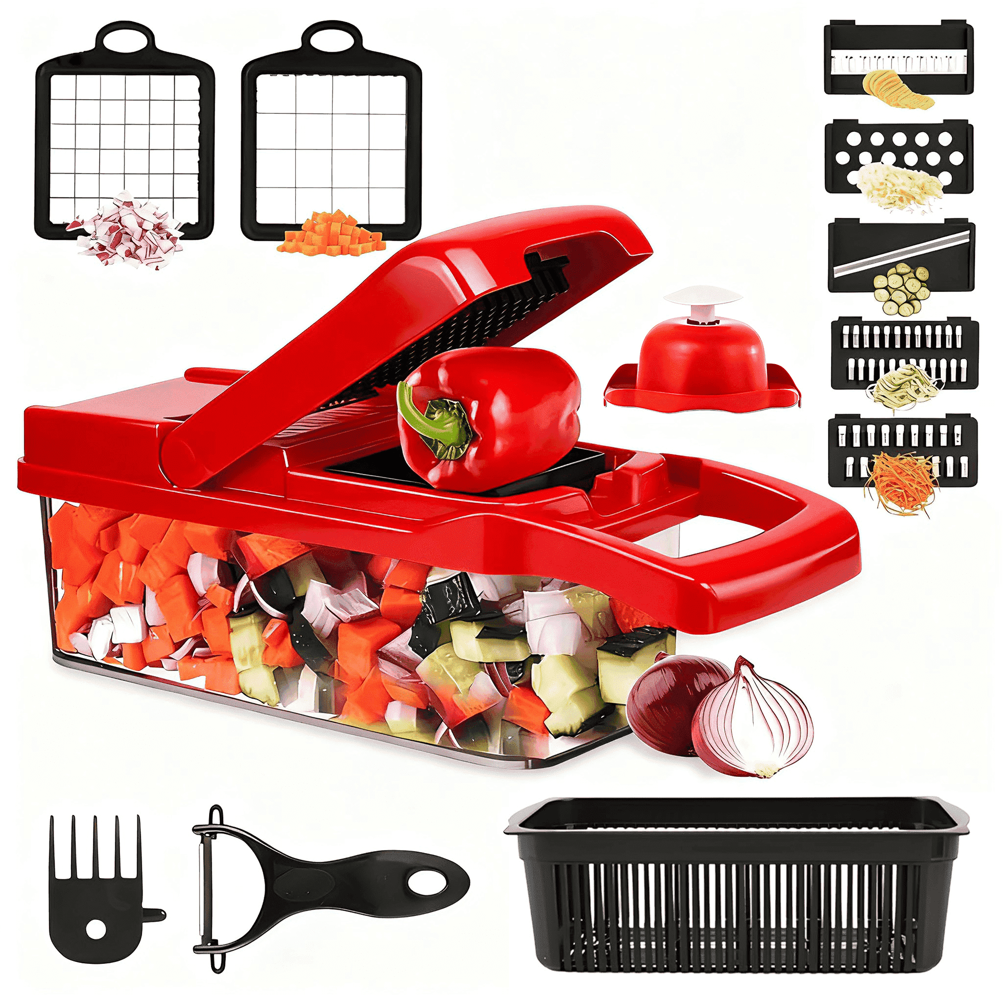 Vegetable Chopper Slicer Onion Dicer, Multi 22-in-1 Veggie Mandoline ...